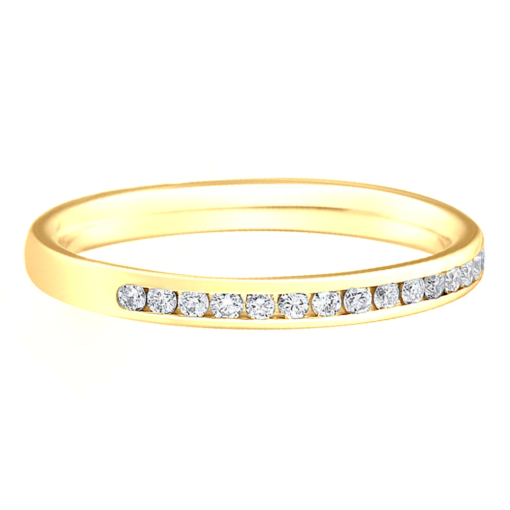 2mm Half Channel Set Diamond 18ct Yellow Gold Wedding Band – Bow & Co ...